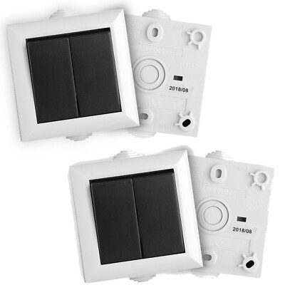 Large Wall Switch 2 Gang 1 Way Weatherproof switch In White 240V ...