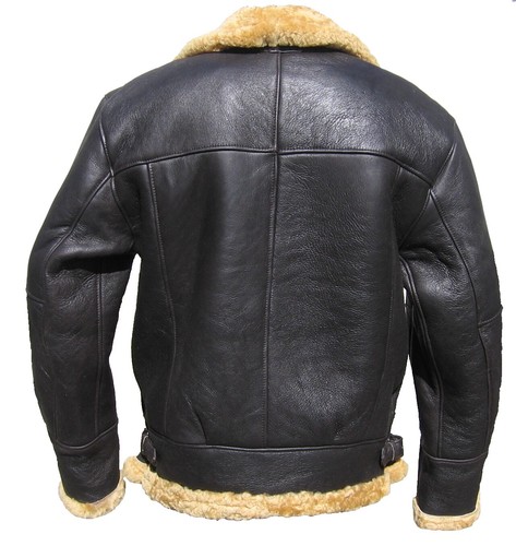 B3 RAF Black Mens Bomber Flying Aviator Fur Irvin Real Shearling ...