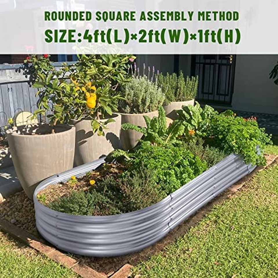 Land Guard 2Pcs Galvanized Raised Garden Bed Kit, Galvanized Planter ...