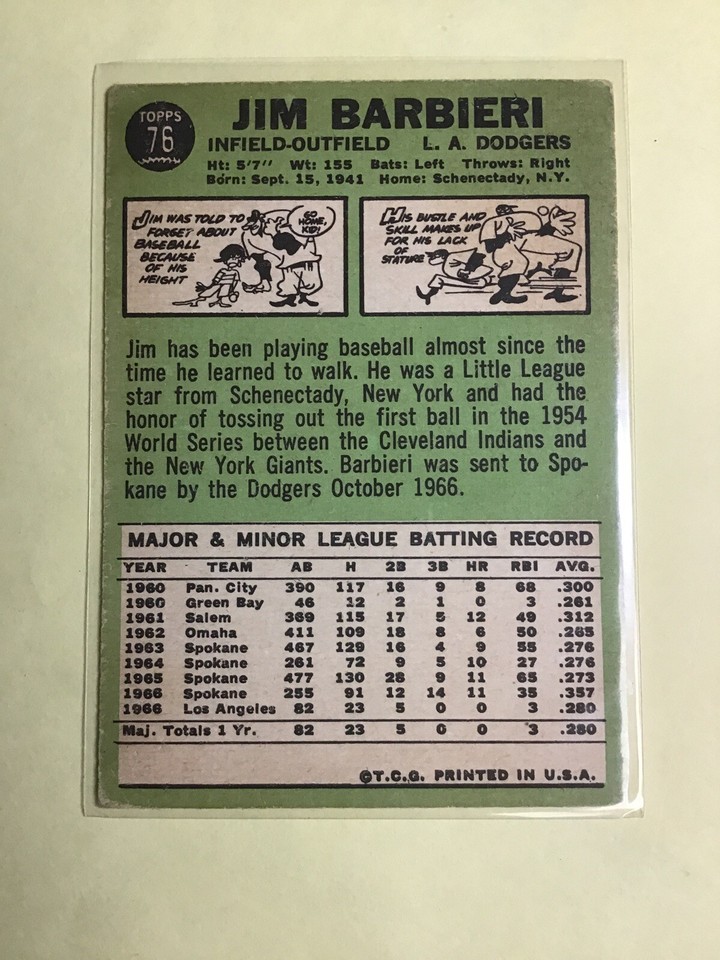 1967 Topps Baseball #76 Jim Barbieri z94 | eBay