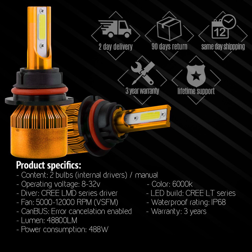 XENTRONIC LED Headlight kit 9004 HB1 6000K for 1990-1994 Mazda Protege ...