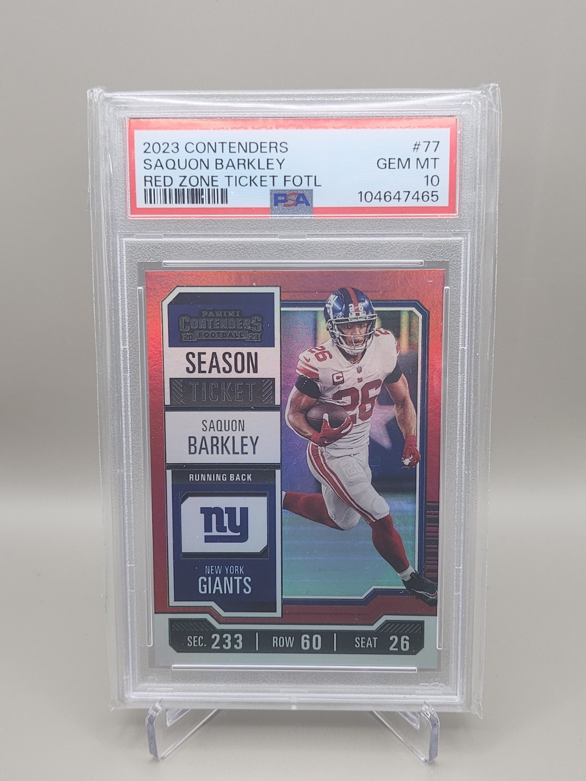 2023 Contenders SAQUON BARKLEY Red Zone Ticket FOTL #77 Giants Eagles ...