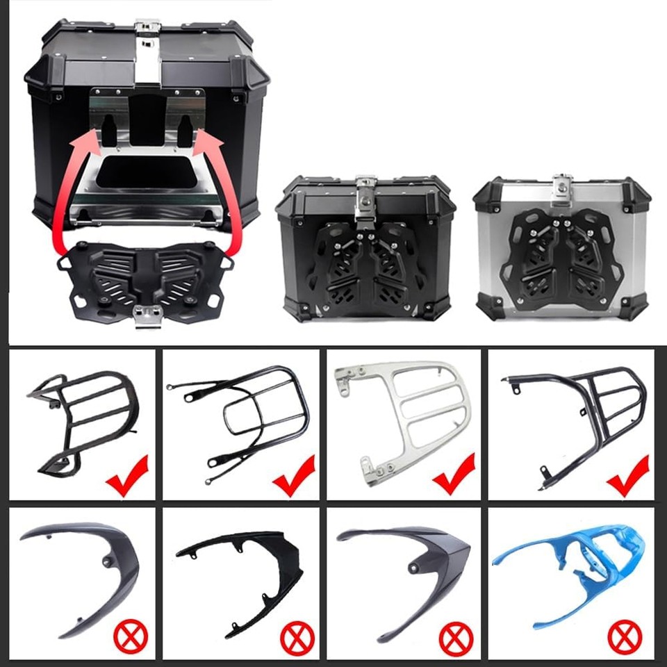 56L Black Motorcycle Luggage Waterproof Tail Box Scooter Trunk Storage ...
