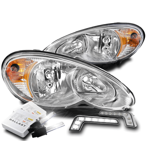 FOR 2006-2010 CHRYSLER PT CRUISER CHROME HEADLIGHTS HEADLAMPS +LED DRL ...