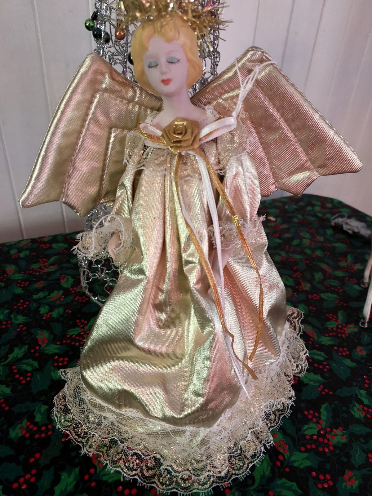Vintage Christmas Gold Angel Tree Topper/ Porcelain / Collectable ...