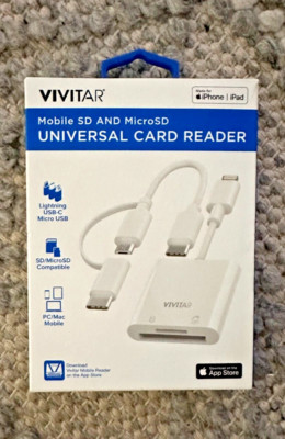 Vivitar Mobile SD and MicroSD Universal Card Reader White MOV4016 White ...