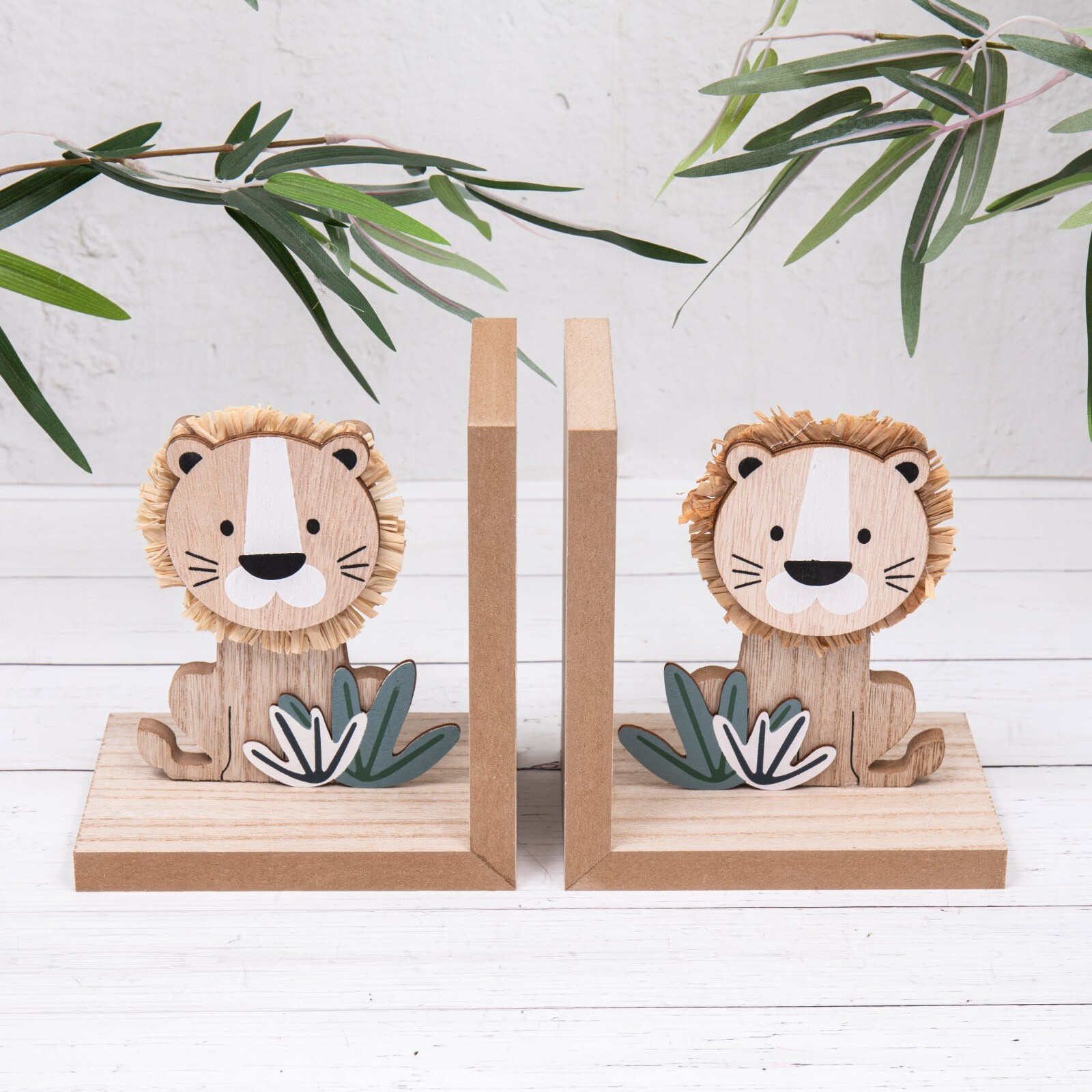 Baby Lion Wooden Safari Jungle Childrens Bookends Animal Nursery Bedroom Decor | eBay UK