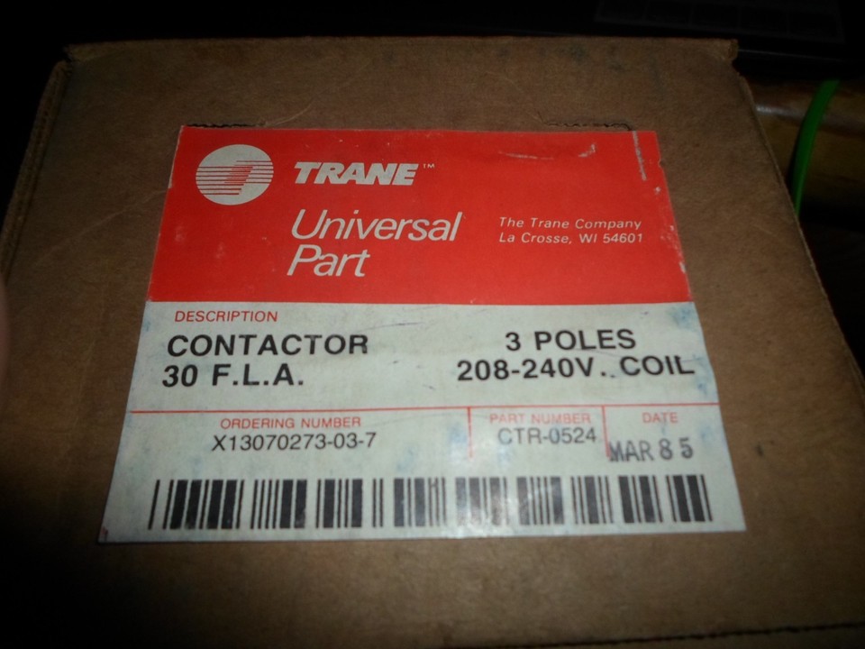 Trane CTR-0524 Contractor 30 F.L.A. 3 poles 208-240v coil | eBay