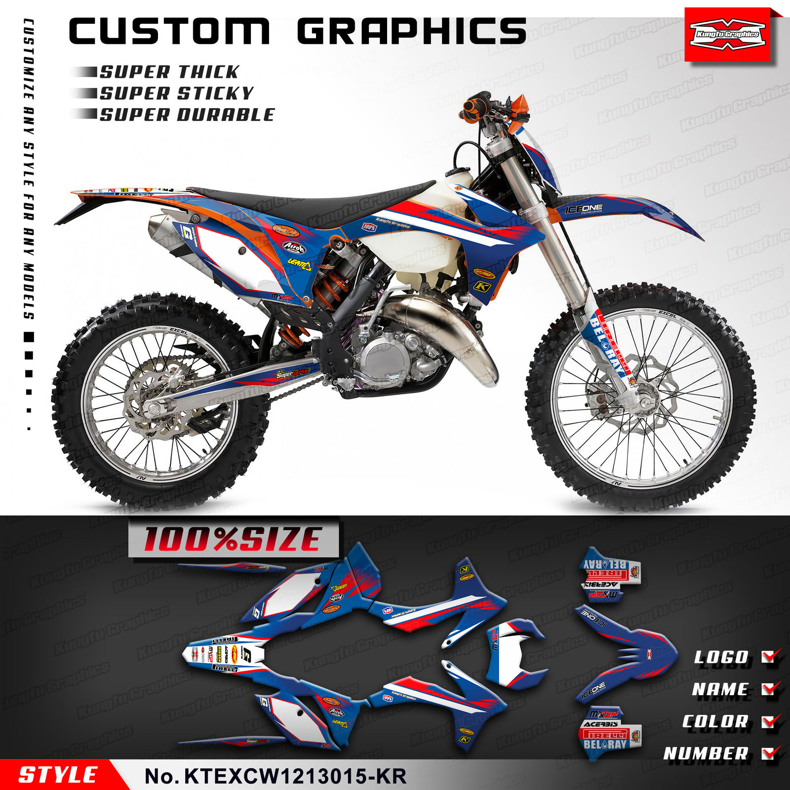 Complete Motorbike Sticker Decal Graphics Kit for EXC XCW SX XC 2011 ...