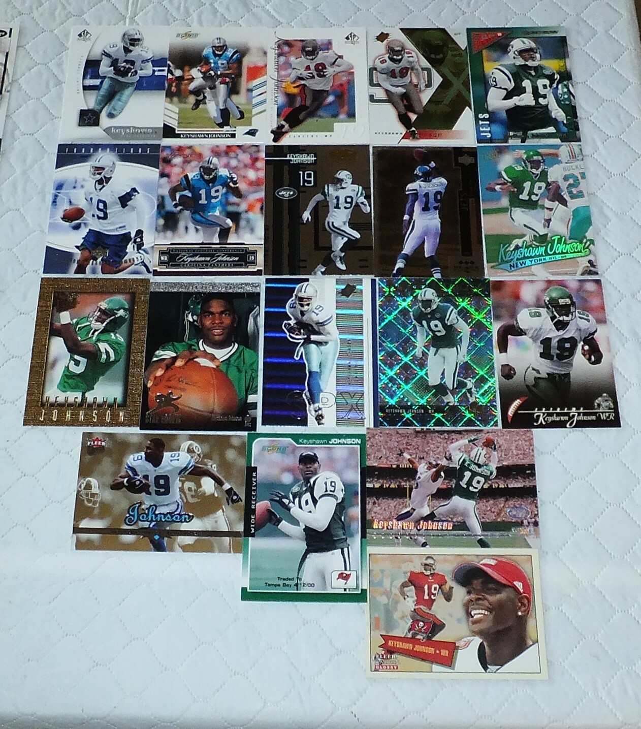 KEYSHAWN JOHNSON Jets / Buccaneers / Cowboys - 19 Card Assorted Lot ...