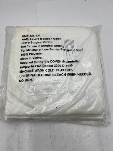 Pack of 5 - AAMI Level 1 Isolation Gown Polyester Washable Reusable 2XL ...