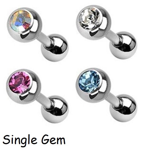 New Gem Tragus Bar Helix CARTILAGE Upper Ear Piercing Earring Labret ...