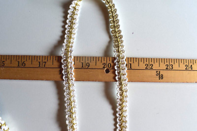 GOLD METALLIC & WHITE GIMP POLYESTER TRIM 3 .75 YARDS X 1/2 INCH WIDE ...