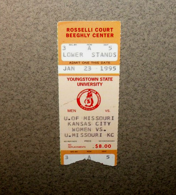 Youngstown State Penguins 1/23/1995 Basketball Ticket Stub vs Missouri ...