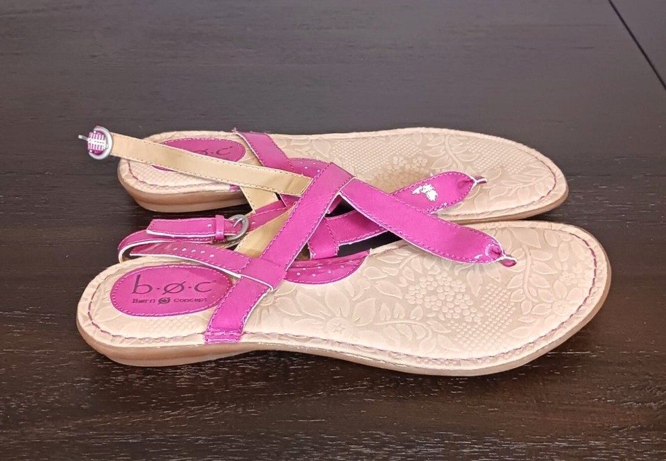 BOC Born Concepts Open Toe Flat Pink Buckle Sandals Women's Size 9 | eBay