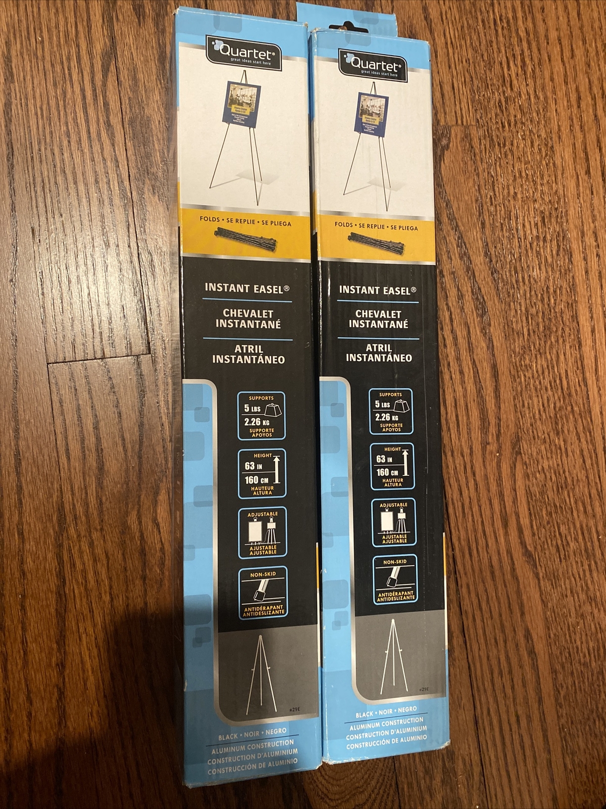 (2) QUARTET 63" TALL INSTANT PRESENTATION DISPLAY EASELS - COMPACT SIZE ...