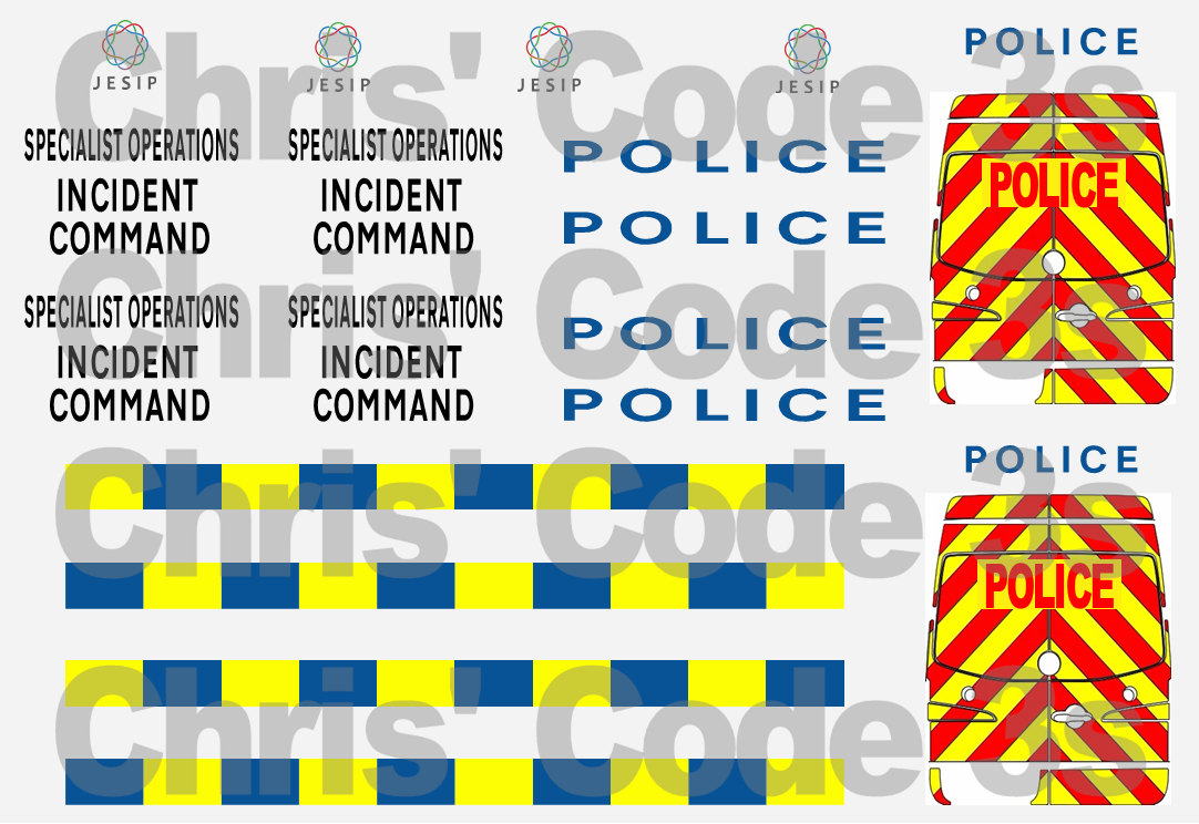 Code 3 Adhesive Vinyl Decal for Oxford Diecast 1/76 van Police Incident ...