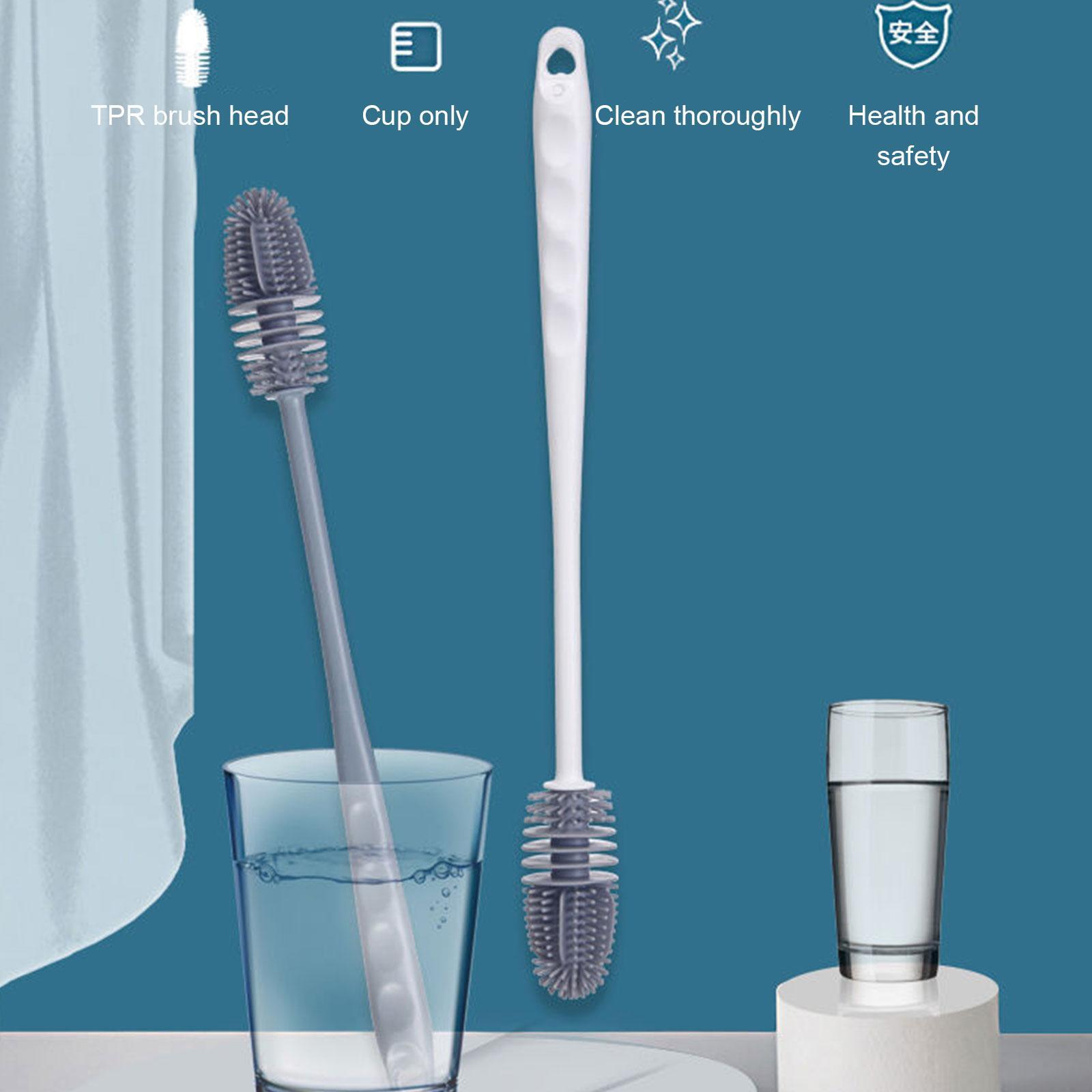 Long Handle Cup Cleaning Brush Bottle Scrubbing Silicone Cleaner ...