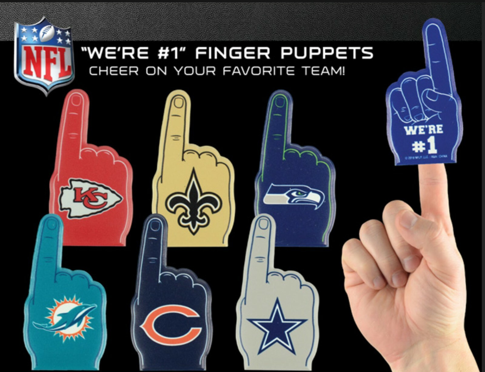 MIAMI DOLPHINS NFL FINGER PUPPET WERE #1 FOOTBALL FOAM-LINED VINYL 2 ...