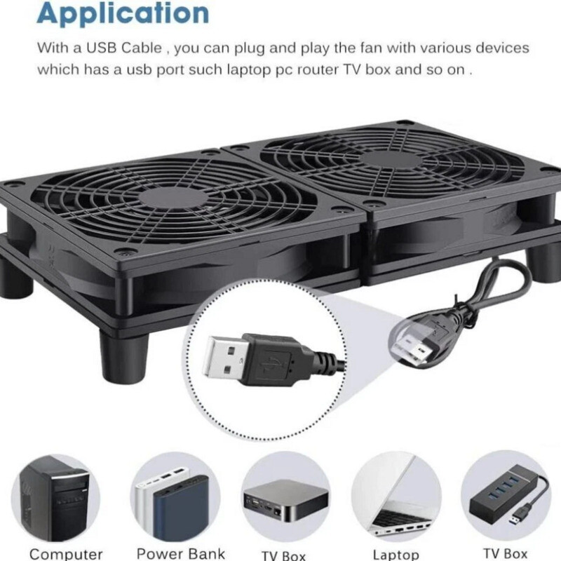 5V USB Dual PC/Router Fans (120mm) - Speed Controller, High - Speed ...