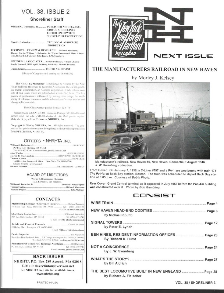 Shoreliner Magazine Vol.38 No.2 New Haven Head End Oddities Signal ...
