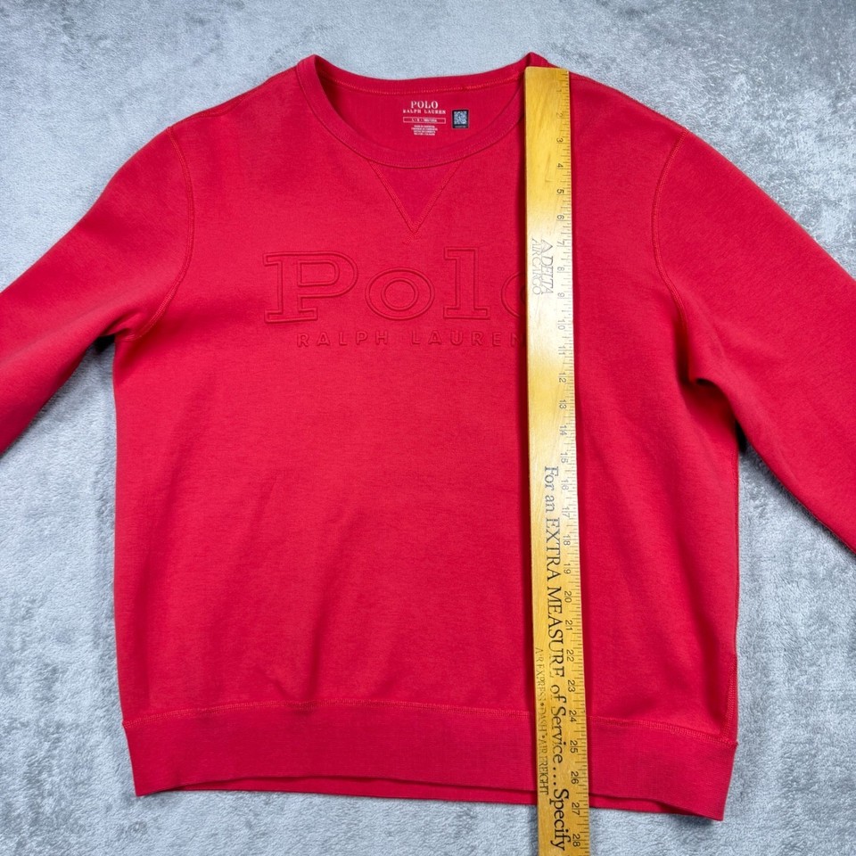 Polo Ralph Lauren Soft Red Sweatshirt Crewneck Embossed Logo Preppy ...