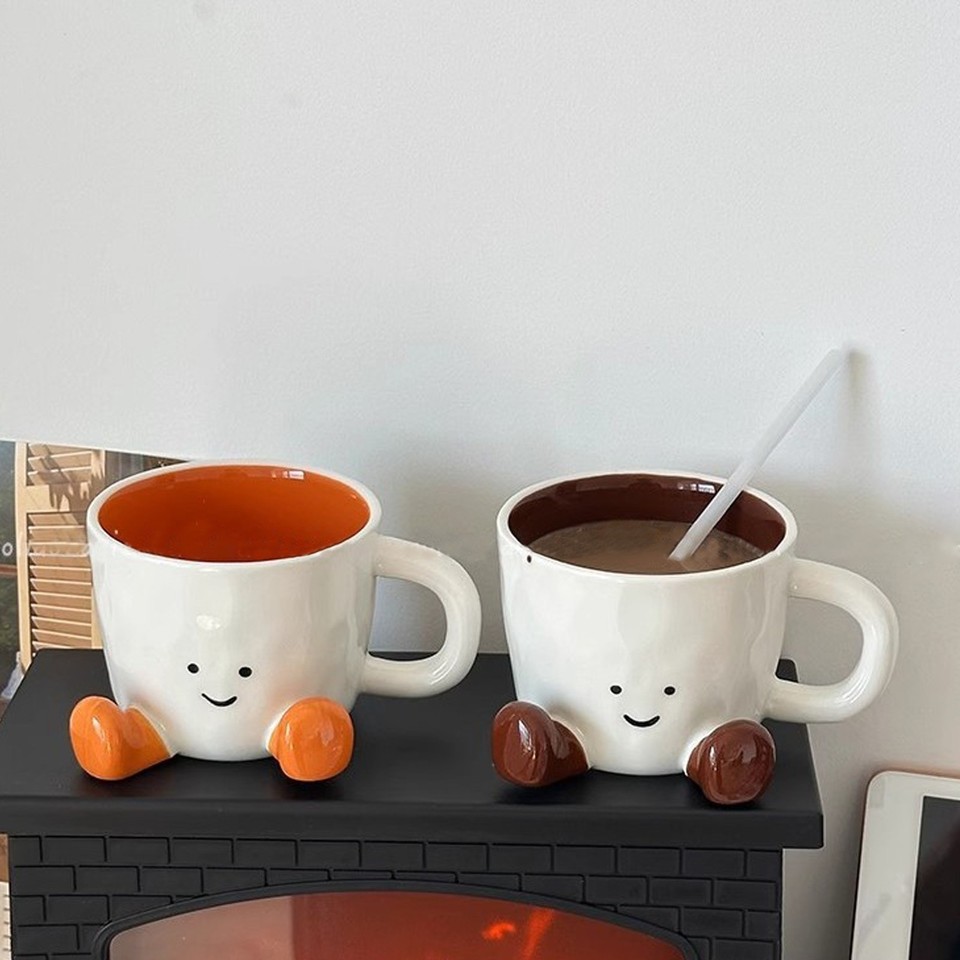 Ceramic Coffee Mug Adorable Drinking Cup with Feet Funny Coffee Tea ...