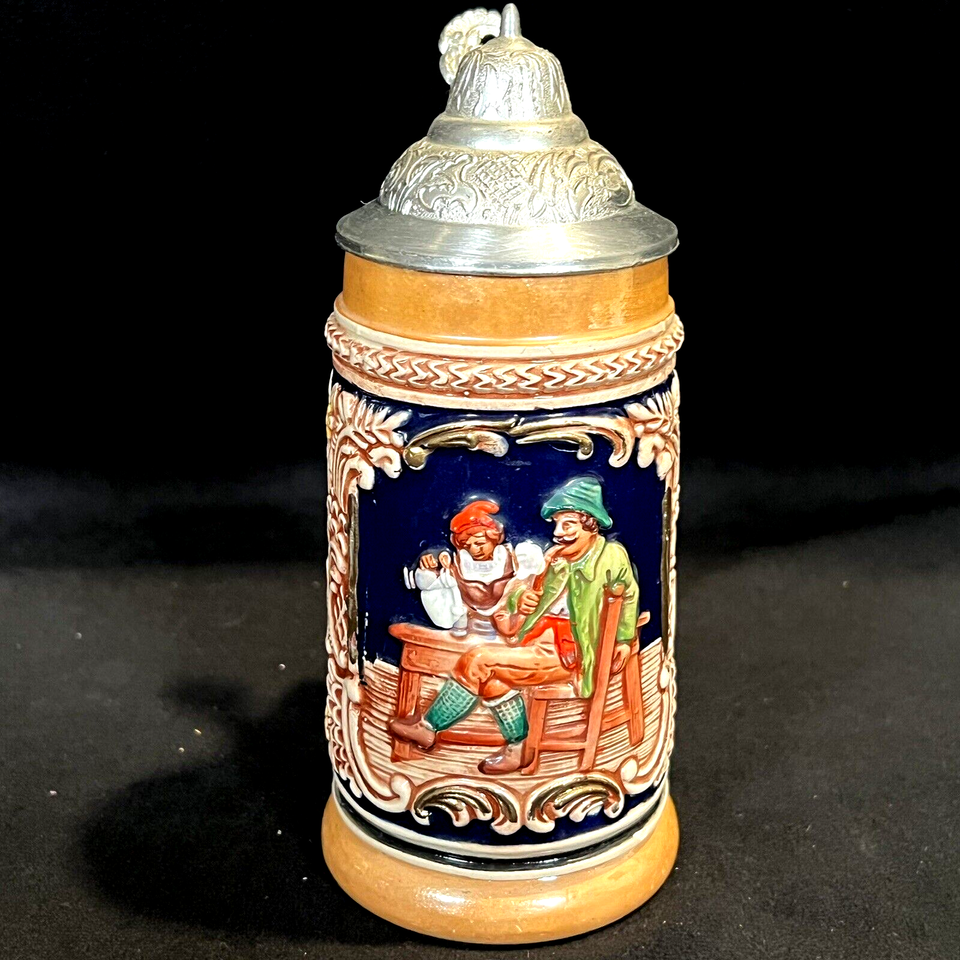 Vintage GERZ W. Germany Beer Lidded Stein FROH BEIM BIER DAS LIEBEN WIR ...