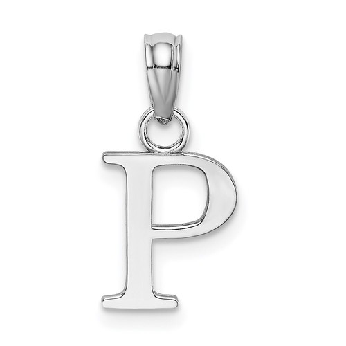 14K White Gold Polished Block Letter P Initial Pendant | eBay