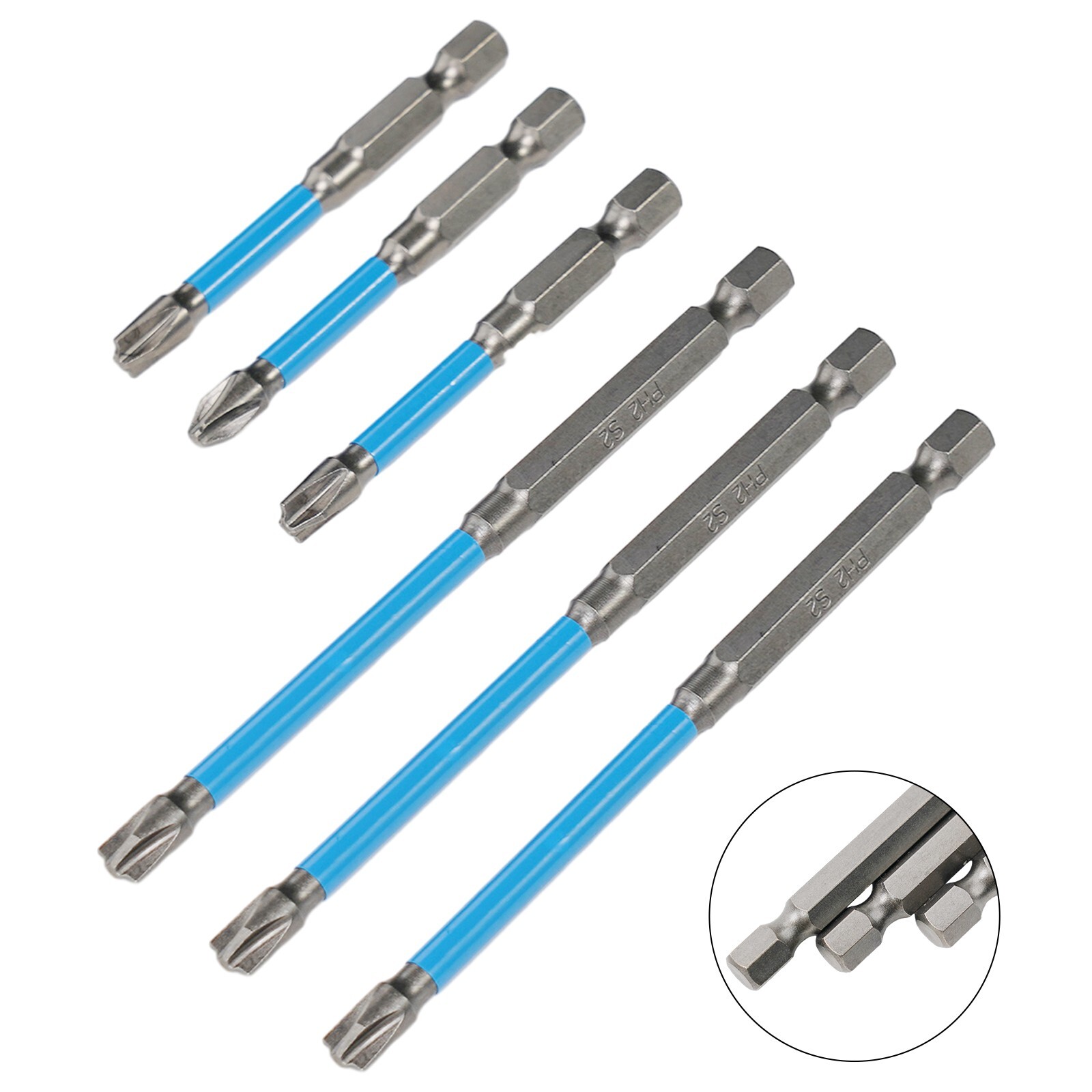 Color Differentiation 6PC Magnetic Slotted Cross Screwdriver Bit 65mm ...