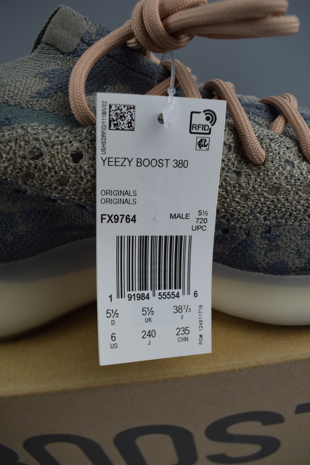 Adidas Yeezy Boost 380 Mist Non-Reflective FX9764 Men's Sz 6, Women's 7 ...