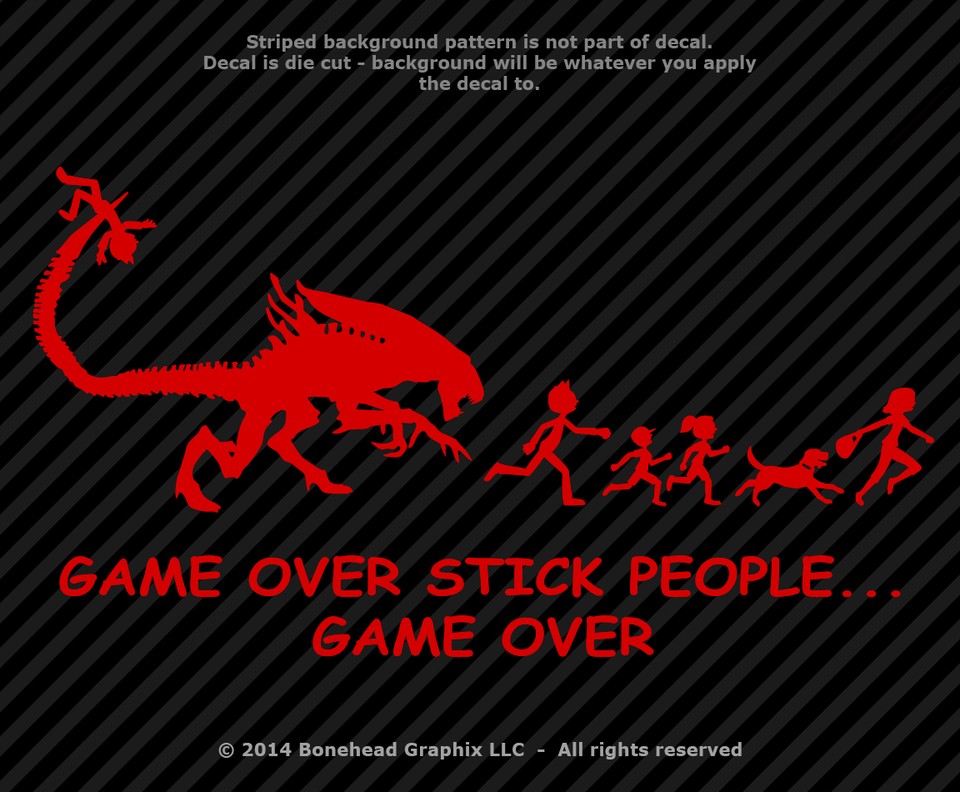 Alien Attacks Stick Figure Family Decal Alien Queen Inspired XL - 25 ...