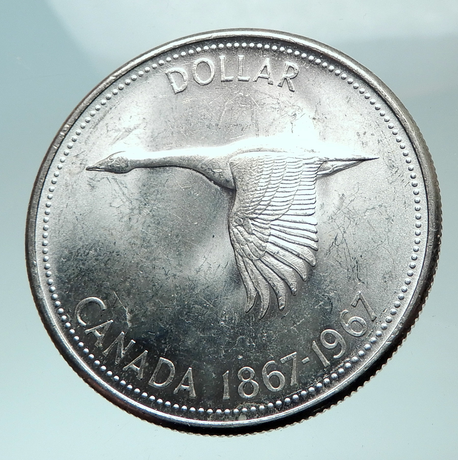 1967 CANADA CANADIAN Confederation Founding with GOOSE Silver Dollar ...