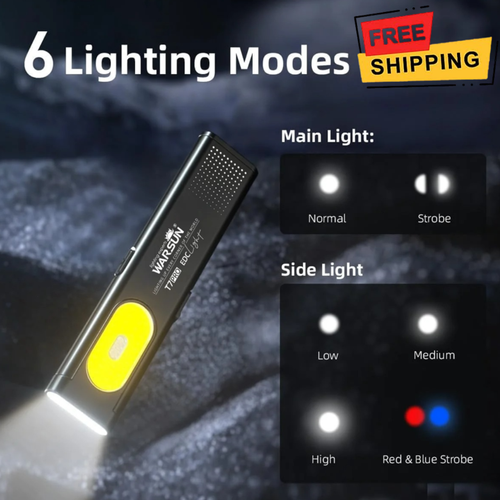 Warsun LED Keychain Flashlight 600LM Mini Torch USB-C Rechargeable ...