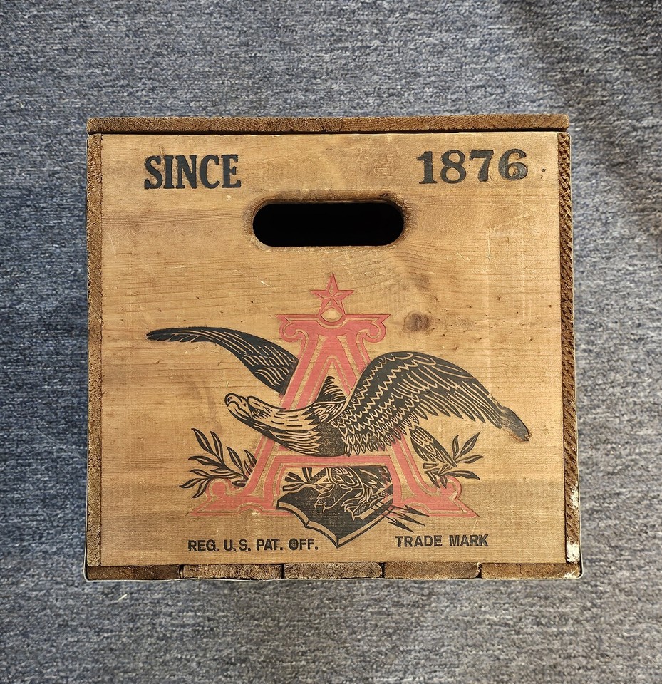Budweiser Wood Beer Wooden Crate Box Hinged Lid Anheuser-Bush Inc ...