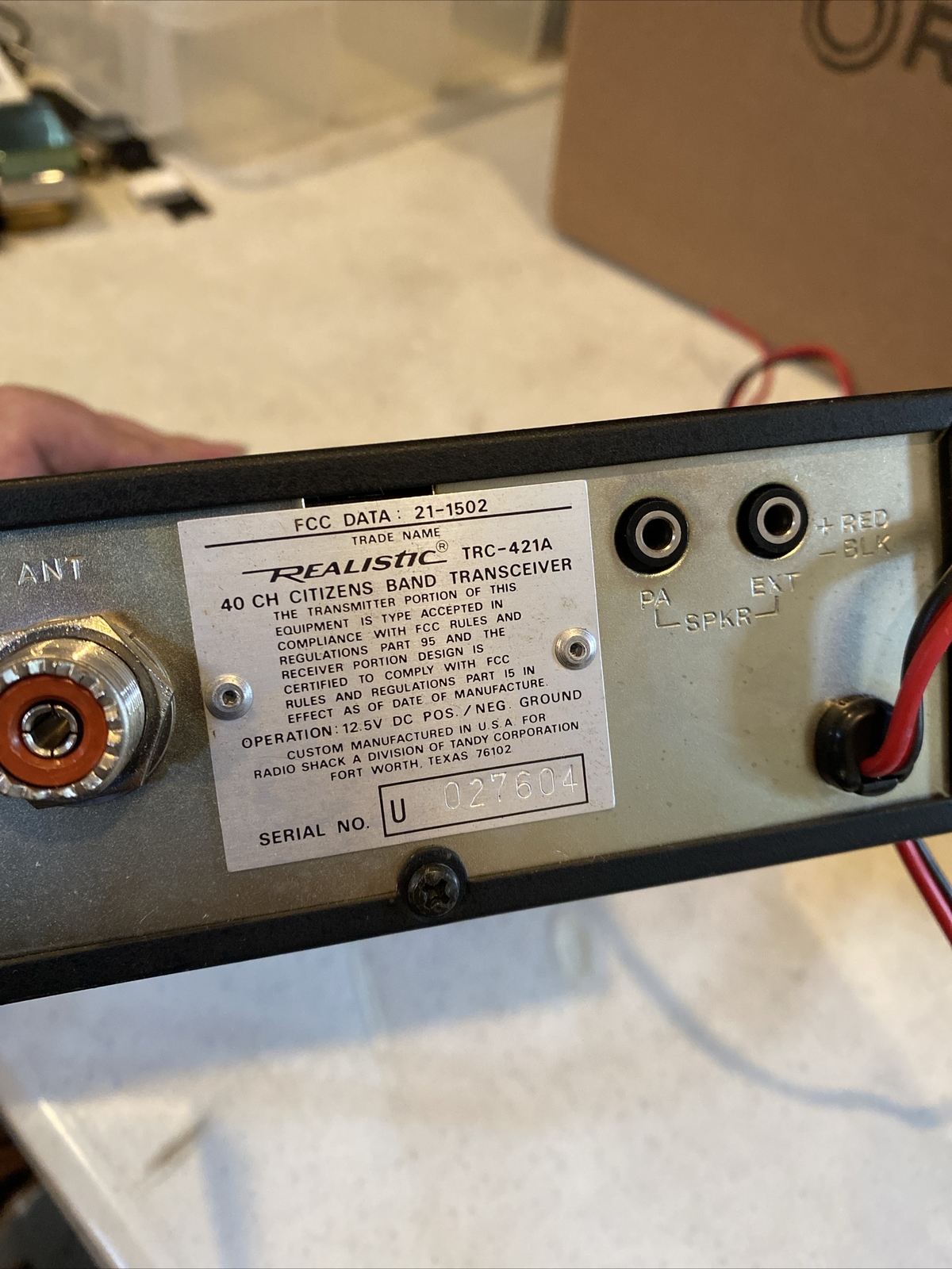 Realistic Model Trc-421a 40 Channel CB Radio Mobile Transceiver for ...