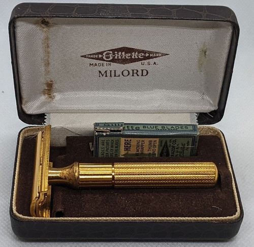 1940's Gillette Fat Handle Tech Double Edge Safety Razor In Milord Case ...