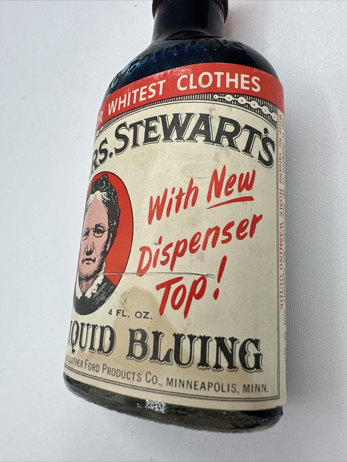 FULL 4oz 1963 Vintage Mrs. Stewart's Liquid Bluing Embossed Glass ...