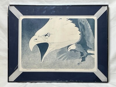 VTG Bald Eagle Lithograph ART PRINT - 1982 Matted Framed Numbered ...