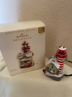 Hallmark Lighthouse Greetings Magic Series Ornament Lights Keepsake ...