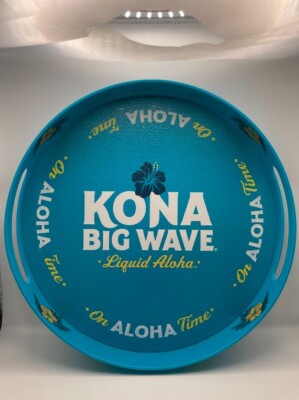 New Kona Big Wave Liquid Aloha 12.5" Round Blue Plastic Carrying Tray ...