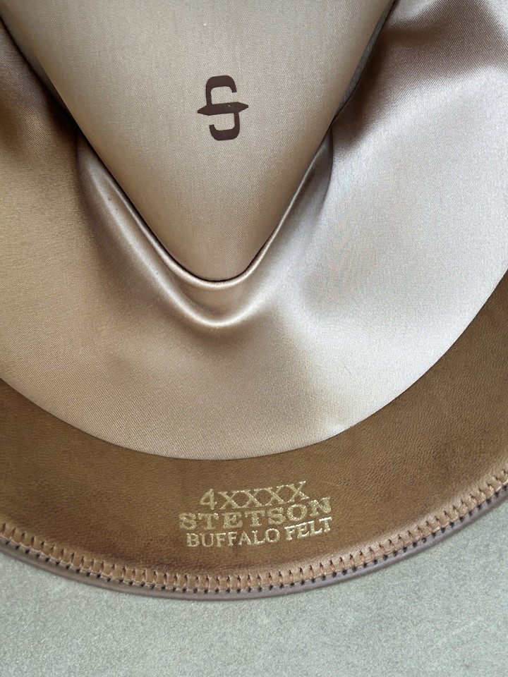 Stetson 4x Drifter Buffalo Felt Pinched Front Cowboy Hat Sz 60 7 1/2 ...