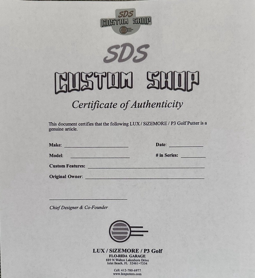 Sizemore SB-2C ind-x Face Milled Putter 34-1/2” ClubSeries White AIM ...