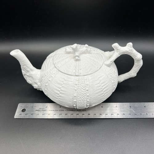 ANTHROPOLOGIE REEF TEAPOT ALL WHITE EMBOSSED DOTS CORAL DESIGN ...
