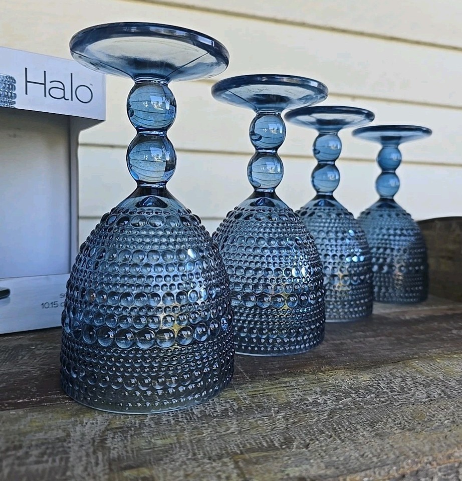 NEW Set Home Essentials HALO Hobnail Textured KNOB STEM Cobalt Water ...