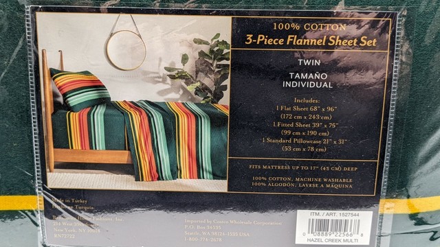 Pendleton 3 pc flannel sheet set twin 68X96 Hazel Creek Multi for sale ...