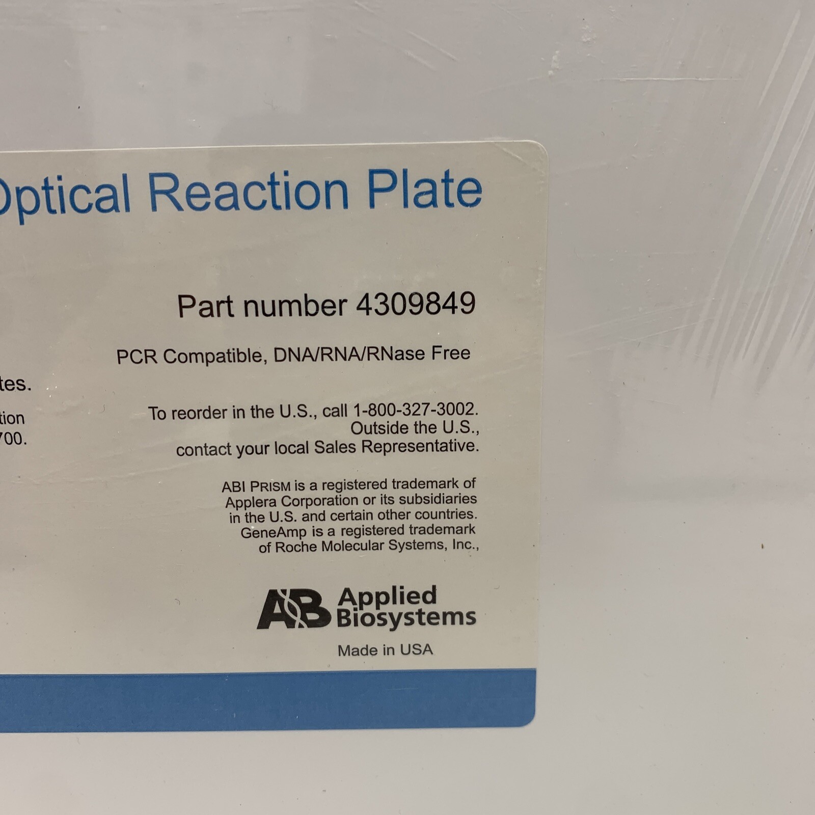 Applied Biosystems MicroAmp Optical 384-Well Reaction Plate with ...
