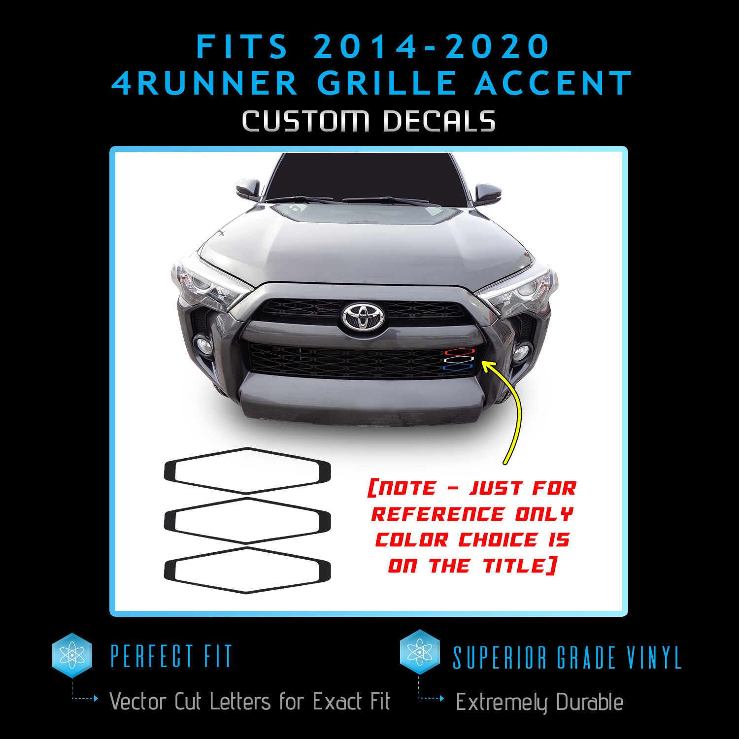 For 2014-2020 Toyota 4Runner TRD / SR5 Grille Accent Trim Decals 3 ...