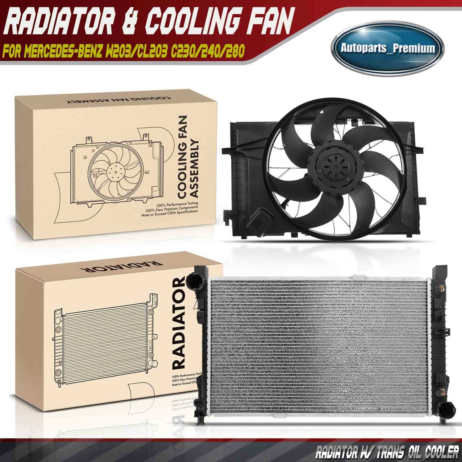 Radiator & Cooling Fan Assembly Kit for Mercedes-Benz W203/CL203 C230 ...