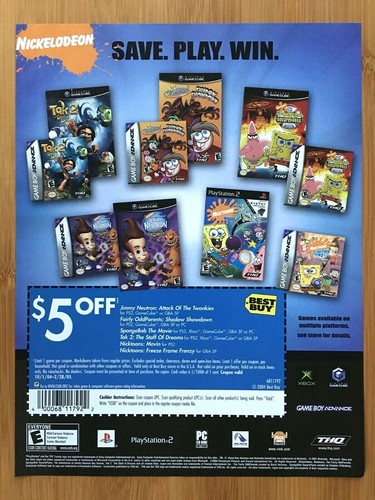 2004 BEST BUY Video Games Coupon Print Ad/Poster Nickelodeon SpongeBob ...